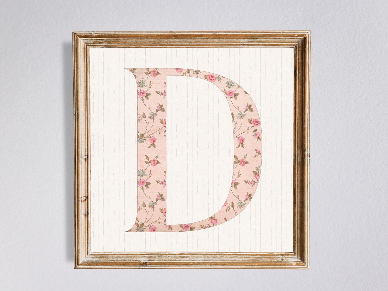 Vintage Pink Floral Initial Print: Girls Nursery Decor (digital ...