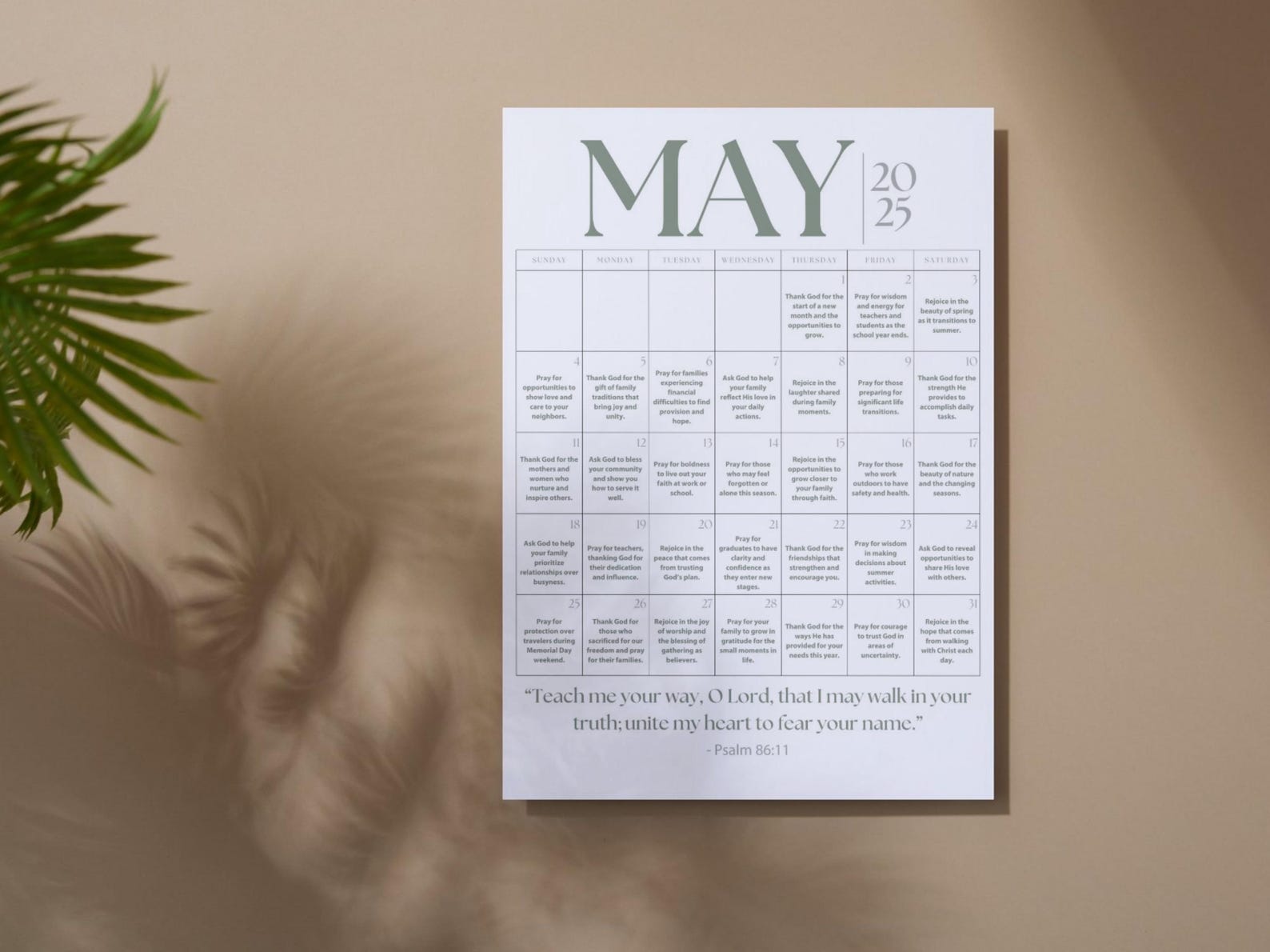 2025 Printable Prayer Calendar | Daily Family Devotions | Minimalist ...