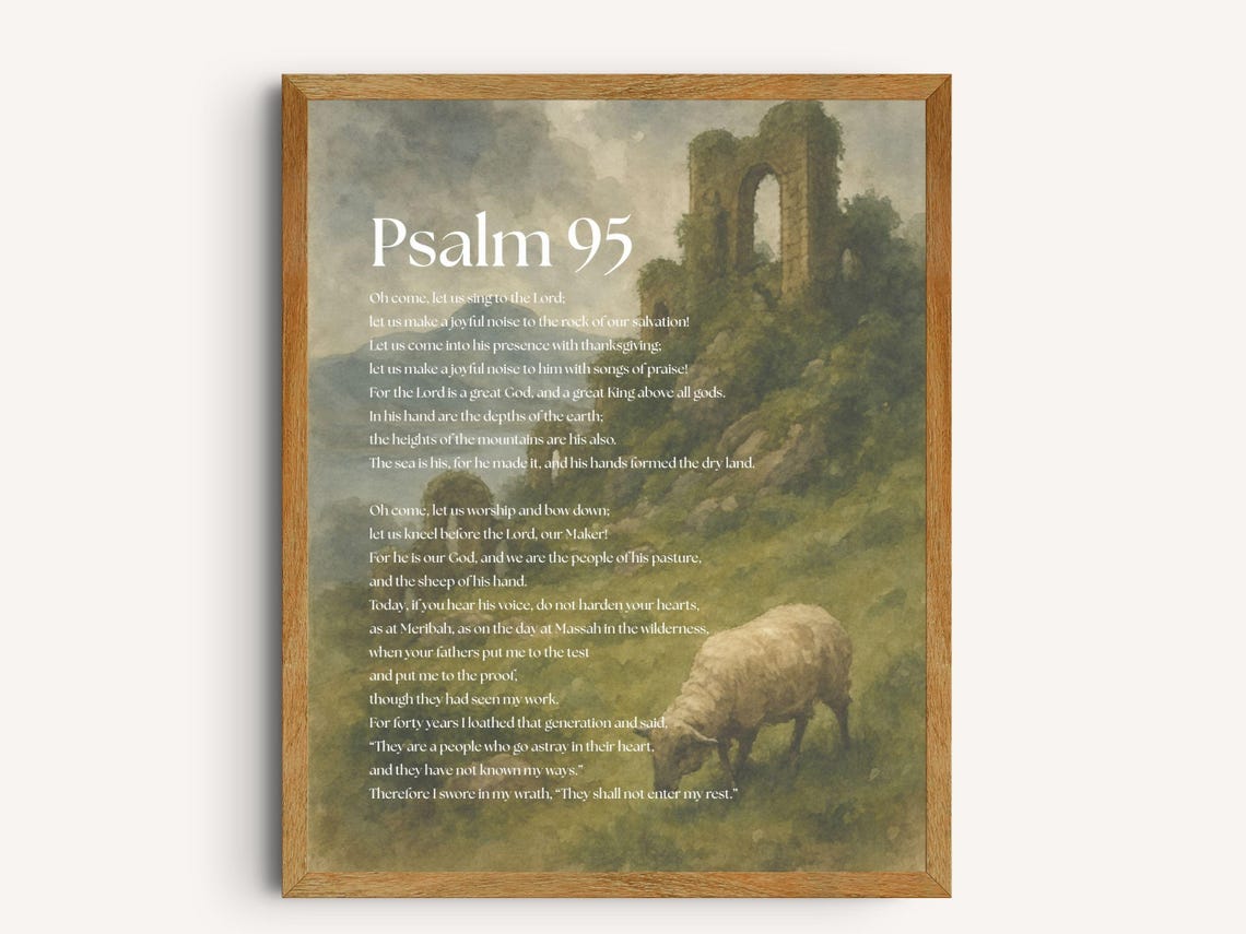 Psalm 95 Watercolor Print: Vintage Christian Bible Verse Art (digital ...