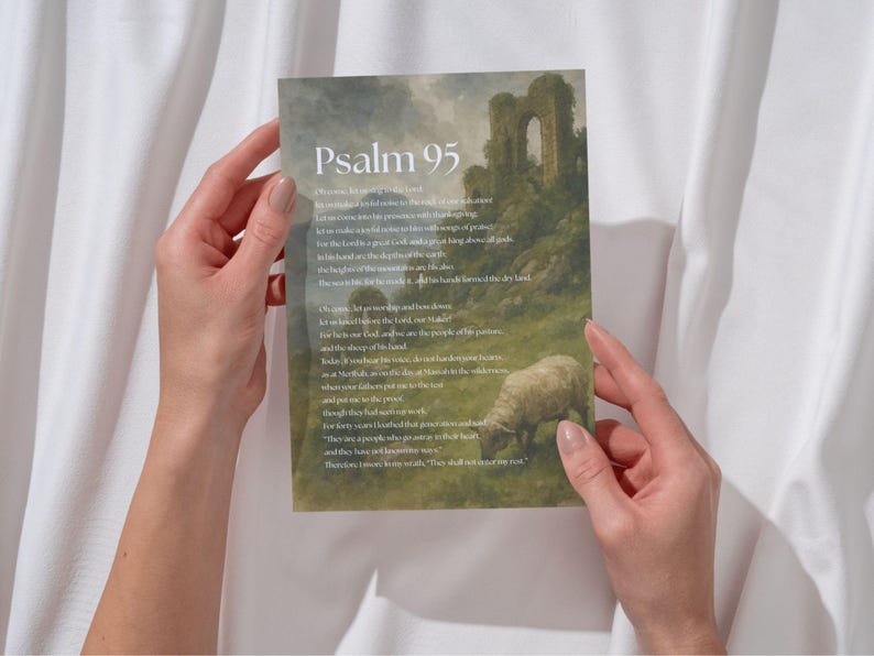 Psalm 95 Watercolor Print: Vintage Christian Bible Verse Art (digital ...