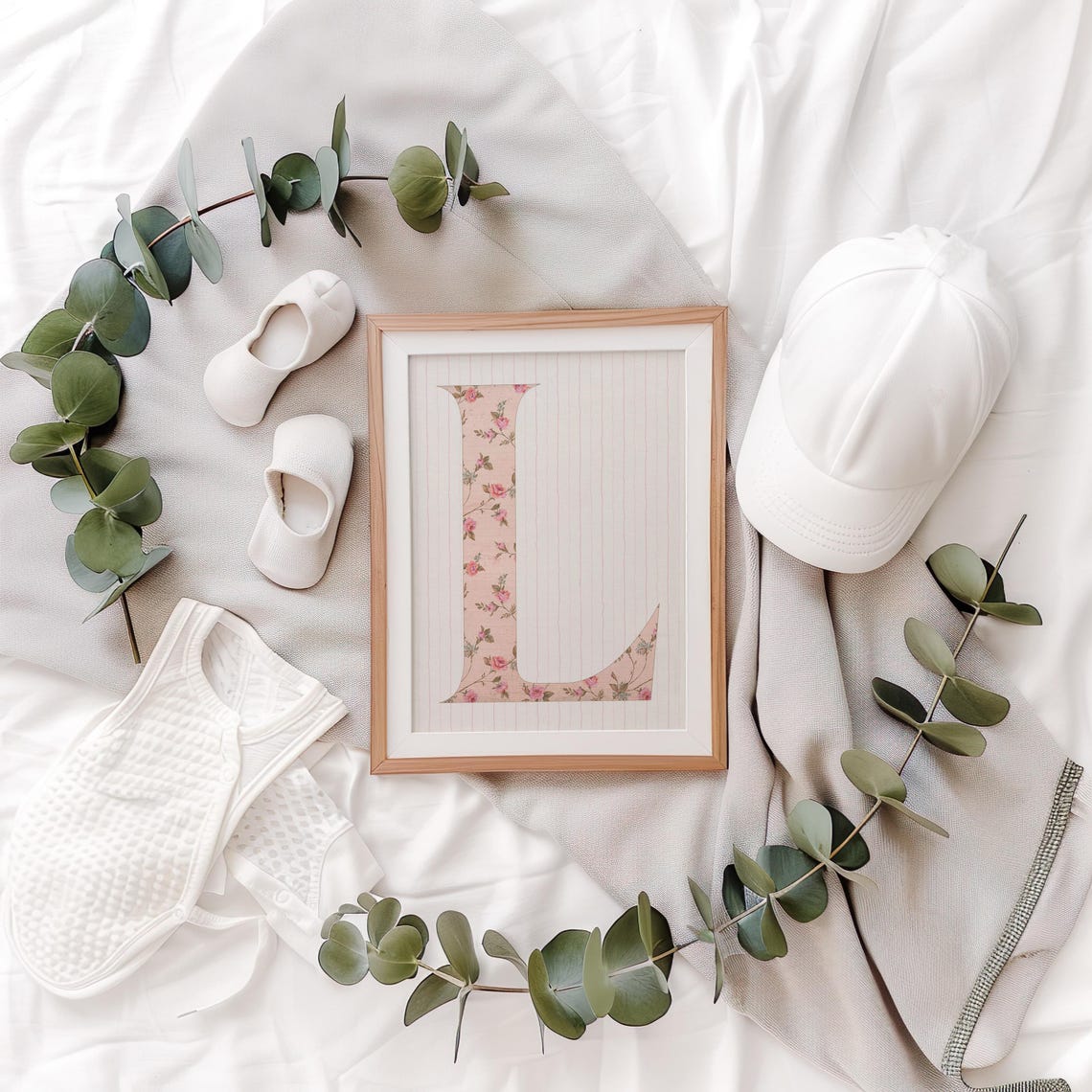Pink Floral Initial Print: Vintage Nursery Decor (digital Download) - Etsy