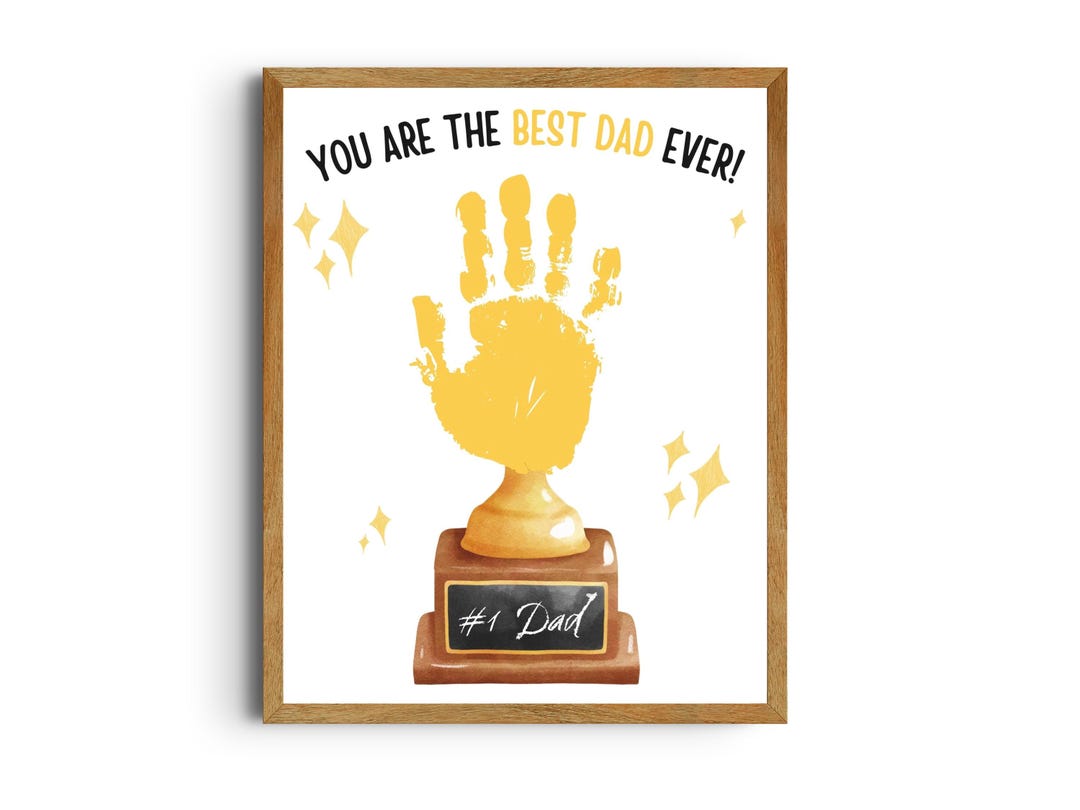 Father's Day Handprint Printable | Trophy Best Dad Ever | Dad's ...
