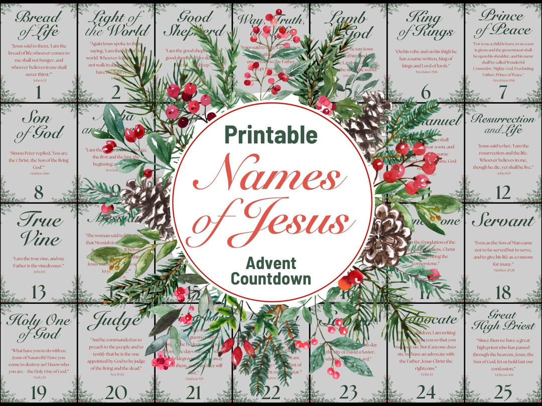 25 Names of Jesus | Advent Countdown | Printables - Etsy