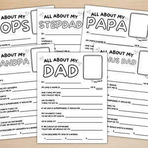 Father's Day Questionnaire: All About My Dad Printable (digital ...