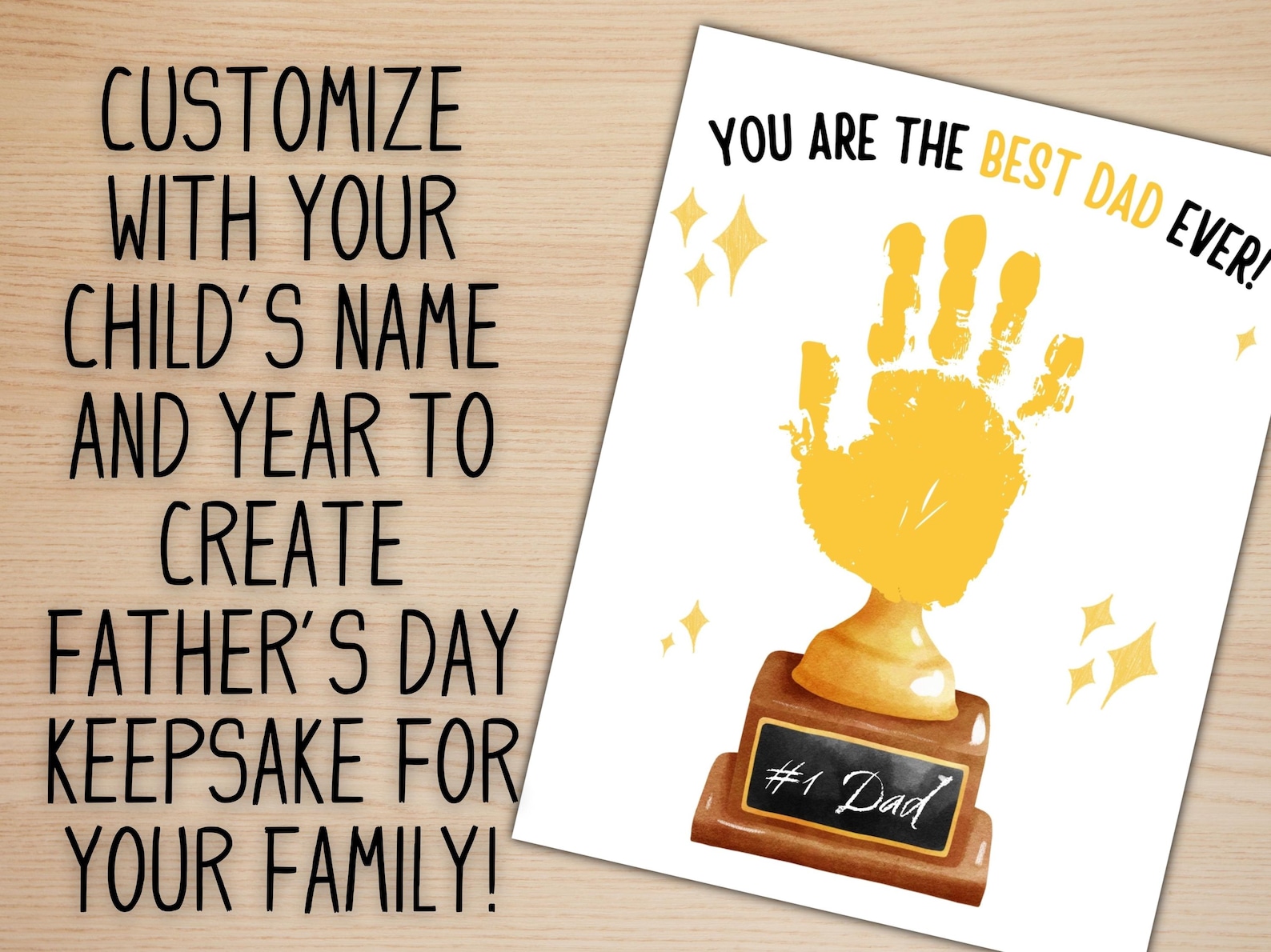 Father's Day Handprint Printable | Trophy Best Dad Ever | Dad's ...