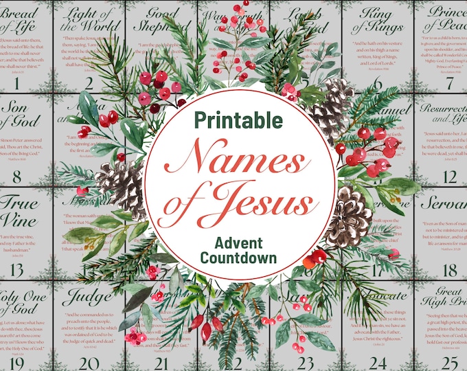25 Names of Jesus ESV | Advent Countdown | Printables - Etsy Canada
