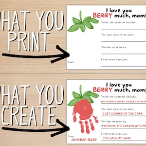 Mother's Day Handprint Strawberry Printable | I Love You Berry Much ...