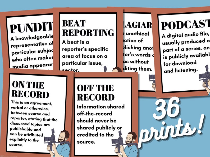 Journalism Newsroom Vocabulary Terms Word Wall || Educational Poster ...