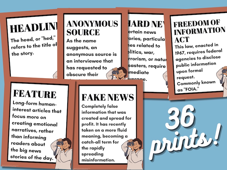 Journalism Newsroom Vocabulary Terms Word Wall || Educational Poster ...