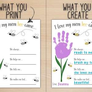 Mother's Day Handprint Art: I Love You Bee-cause Keepsake (digital ...
