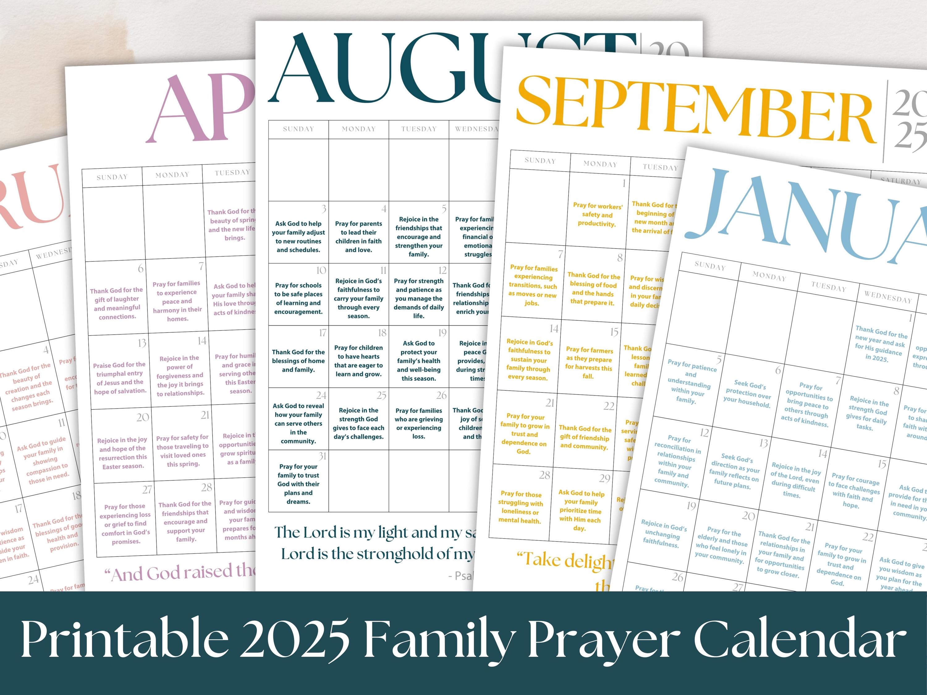2025 Printable Prayer Calendar | Daily Family Devotions | Minimalist ...