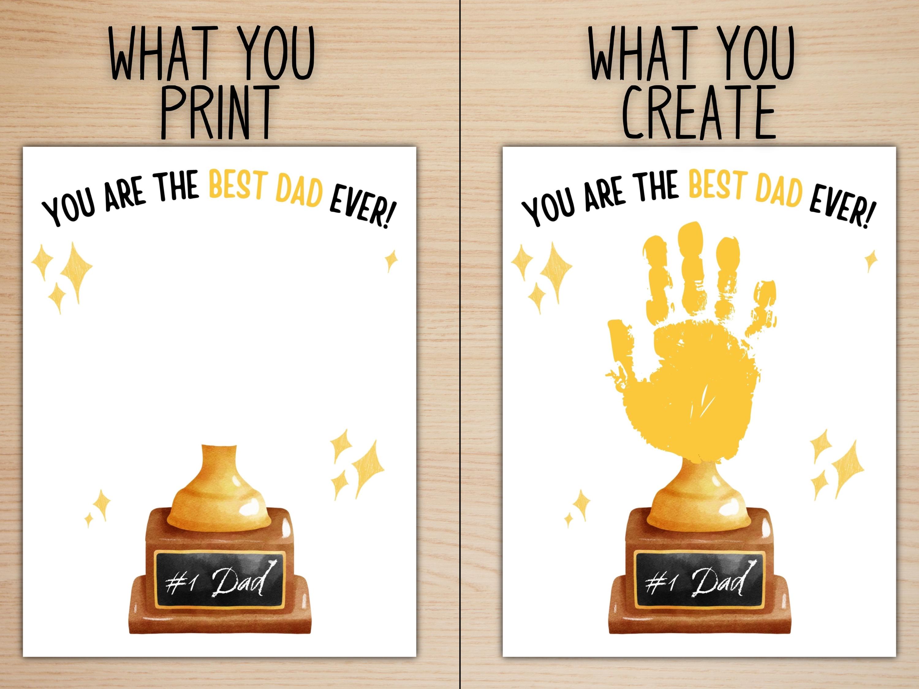 Father's Day Handprint Printable | Trophy Best Dad Ever | Dad's ...