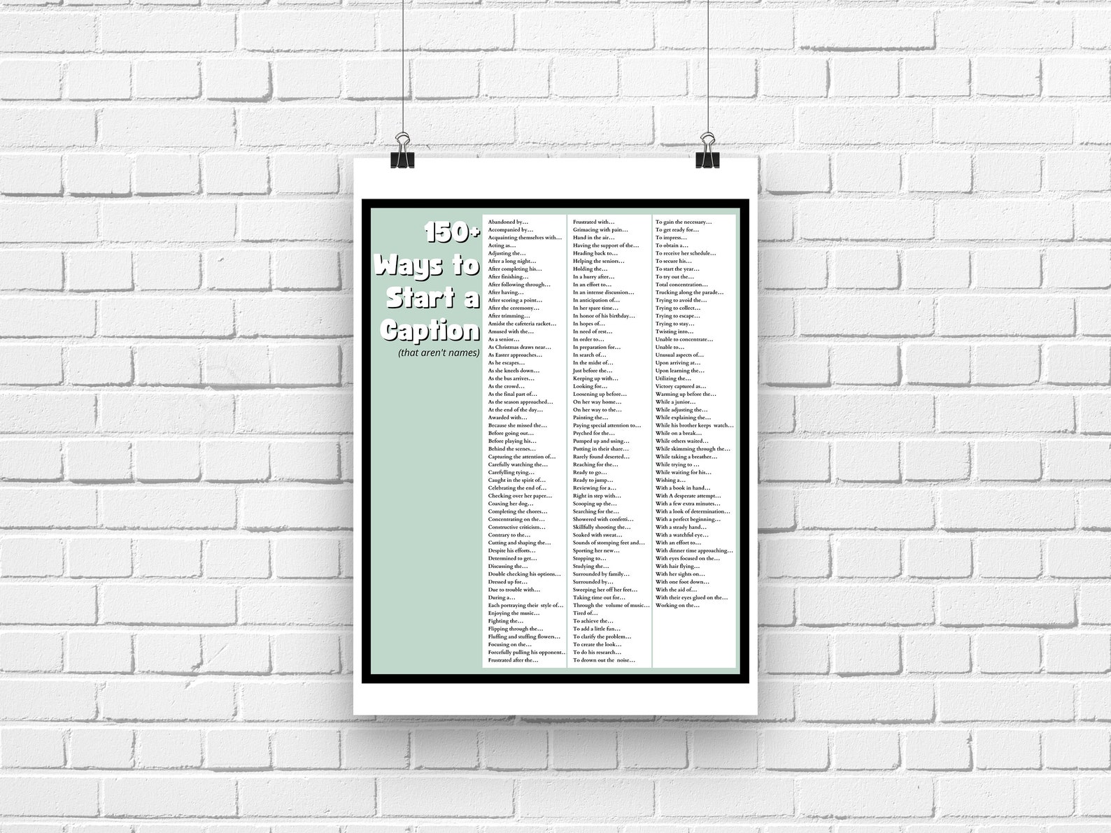 150+ Ways to Start a Caption || Educational Poster, Classroom Poster ...