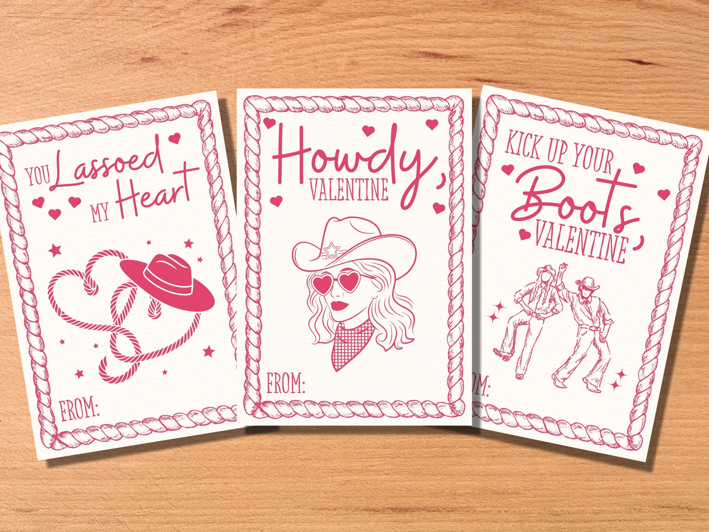 Cowgirl Valentine's Day Cards | Classroom Valentine | Printable 12 ...