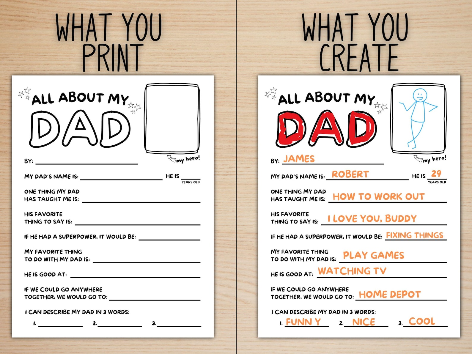 Father's Day Questionnaire: All About My Dad Printable (digital ...