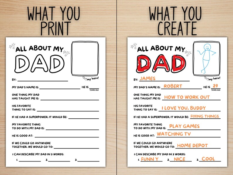 Father's Day Questionnaire: All About My Dad Printable (digital ...