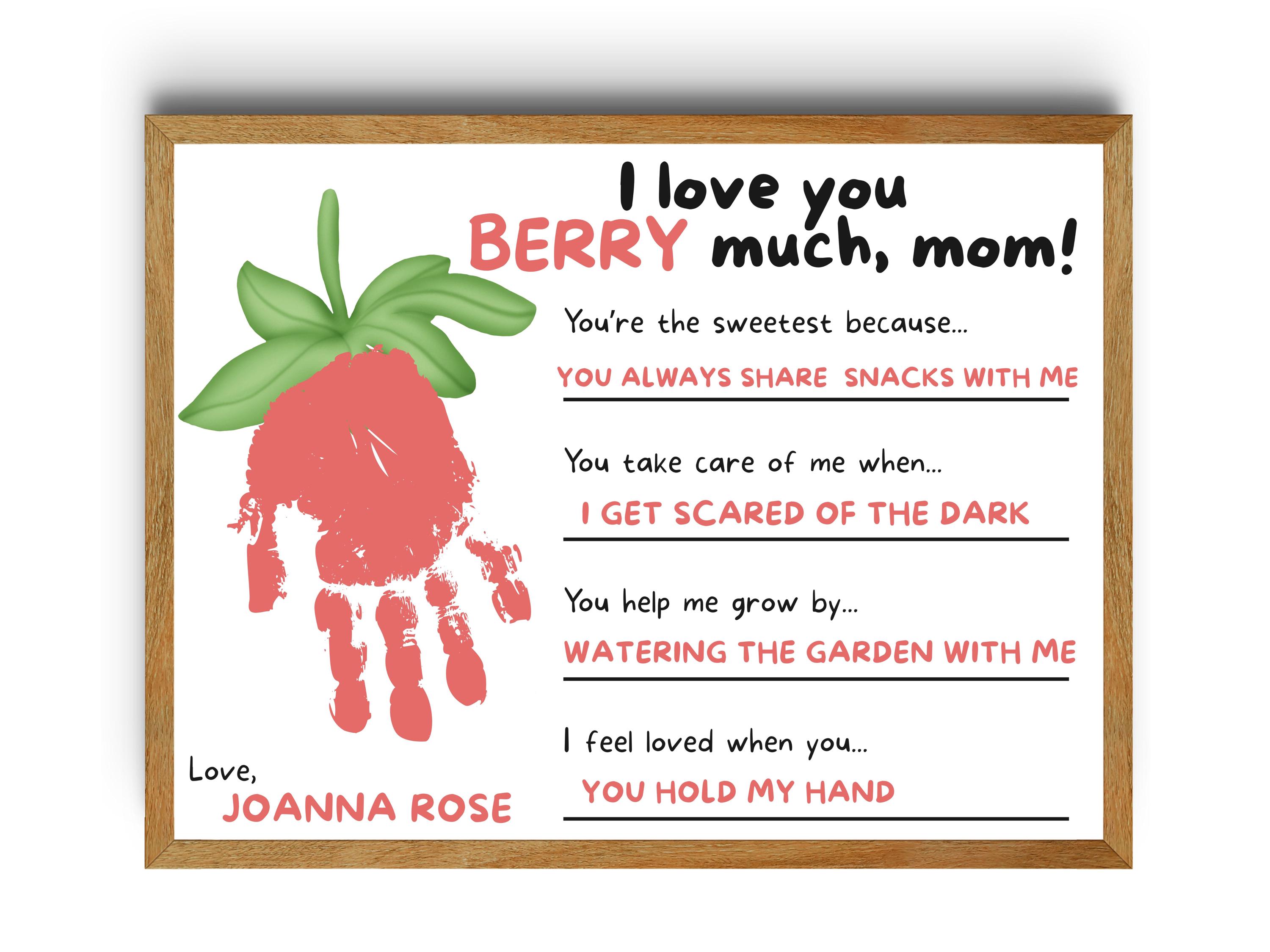 Mother's Day Handprint Strawberry Printable | I Love You Berry Much ...