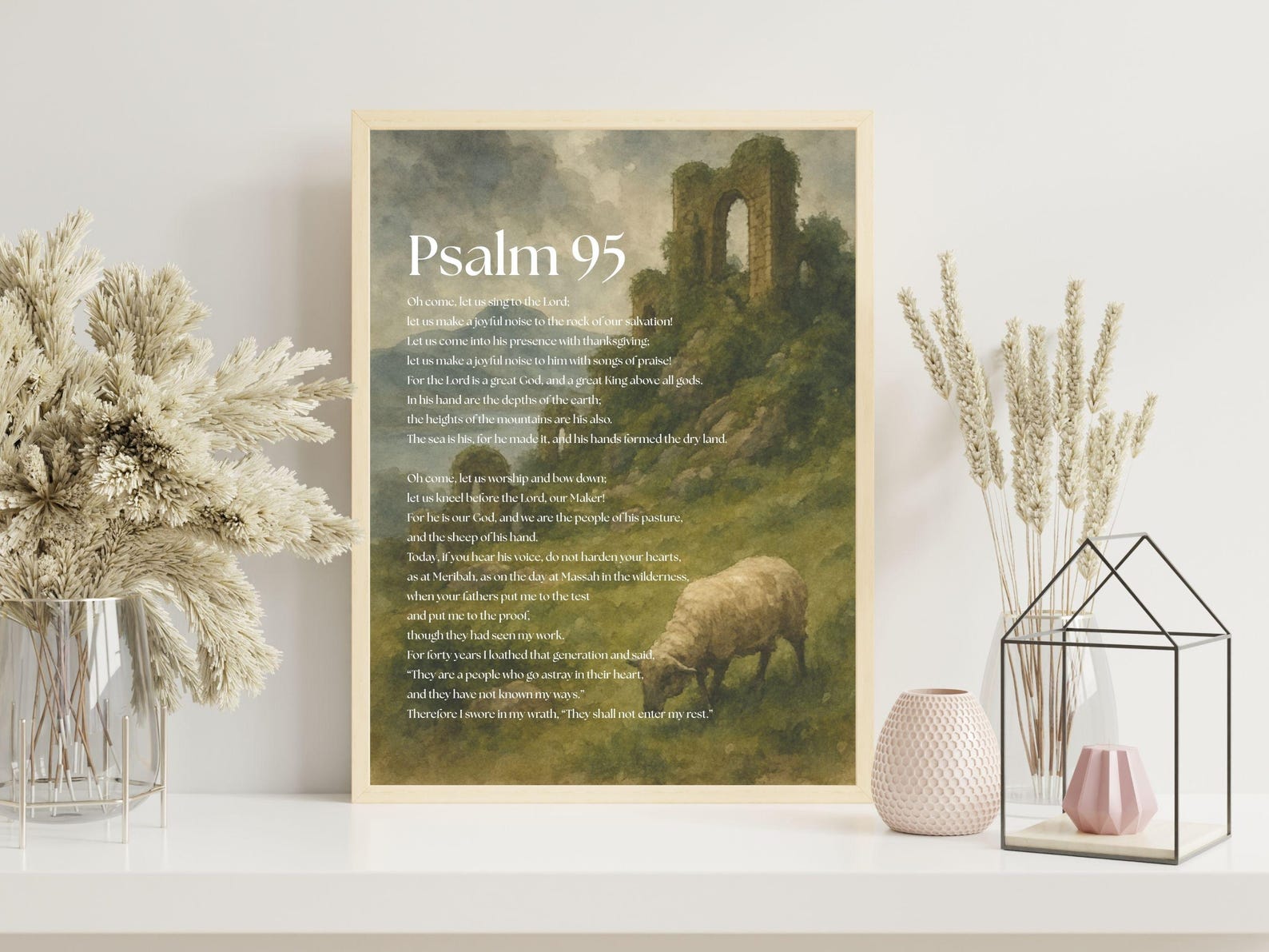 Psalm 95 Watercolor Print: Vintage Christian Bible Verse Art (digital ...