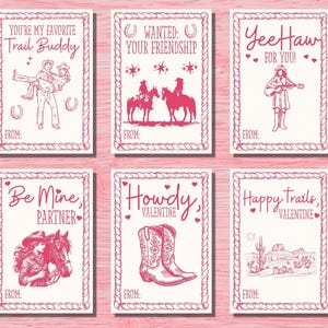 Cowgirl Valentine's Day Cards | Classroom Valentine | Printable 12 ...
