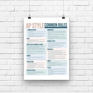 AP Style Common Rules || Educational Poster, Classroom Poster ...