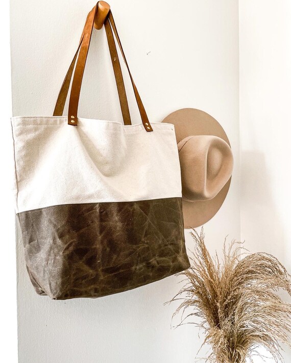 Large Waxed Canvas Tote Bag Extra Large Tote Bag Large - Etsy