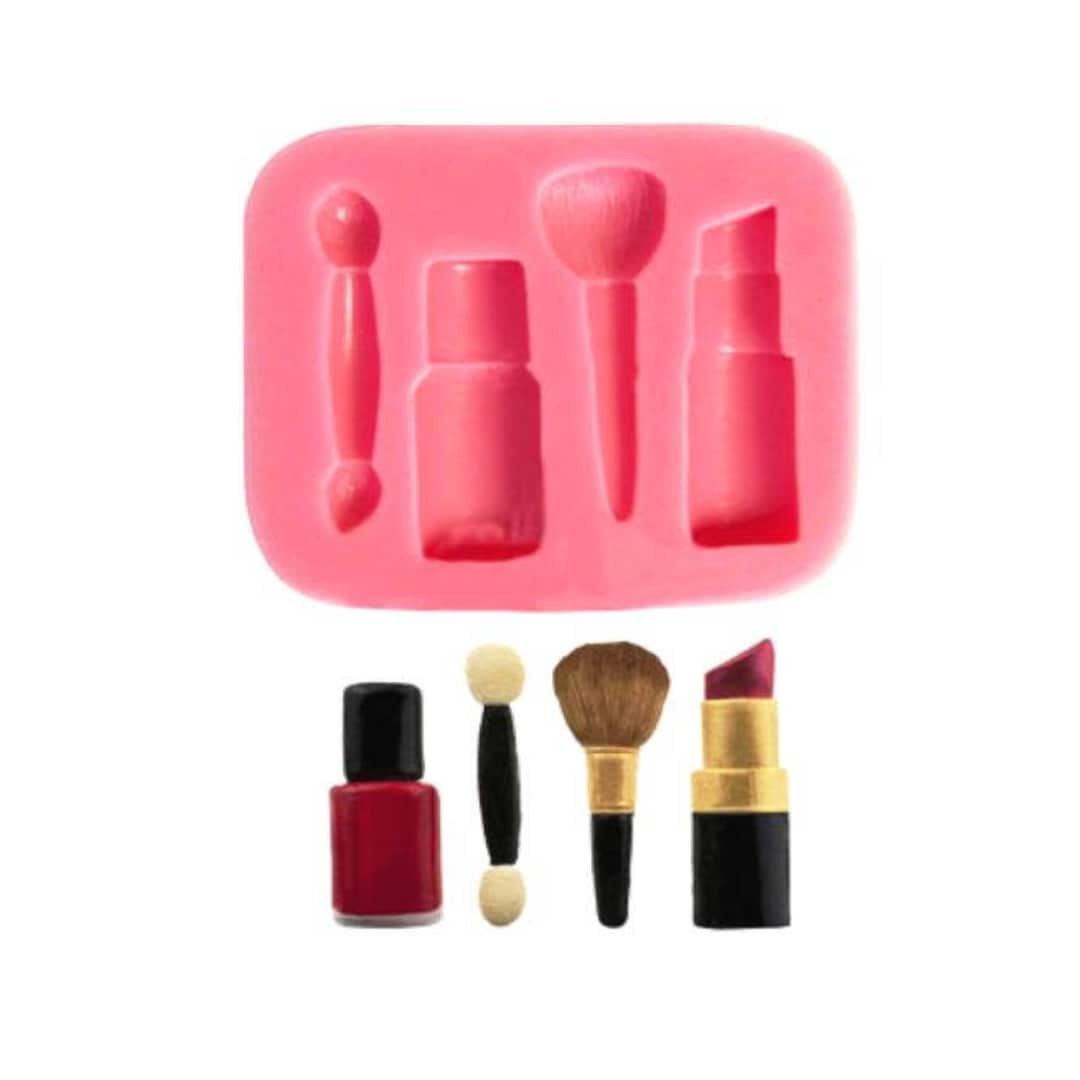 Make up Mold, Flexible Pink Silicone, 4-cavity Mold for Polymer Clay ...