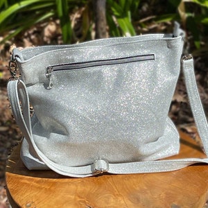 Clarks silver leather bag store