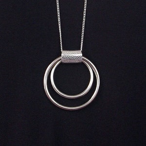 Pitted Silver Sweater Necklace, Pendant Necklace, Long Sweater Pendant ...