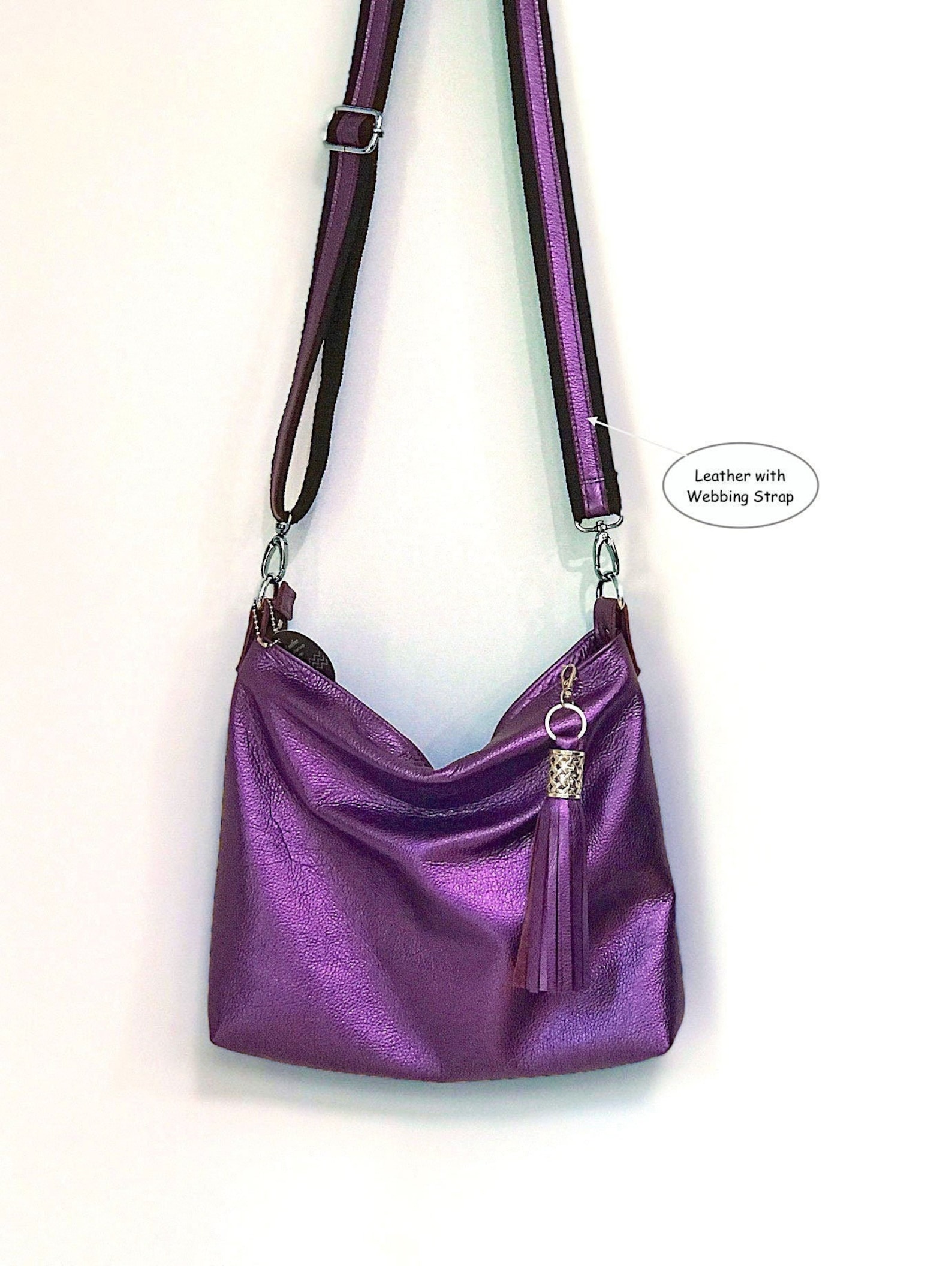 Metallic Purple Purse Bag Crossbody Purse Add Leather - Etsy