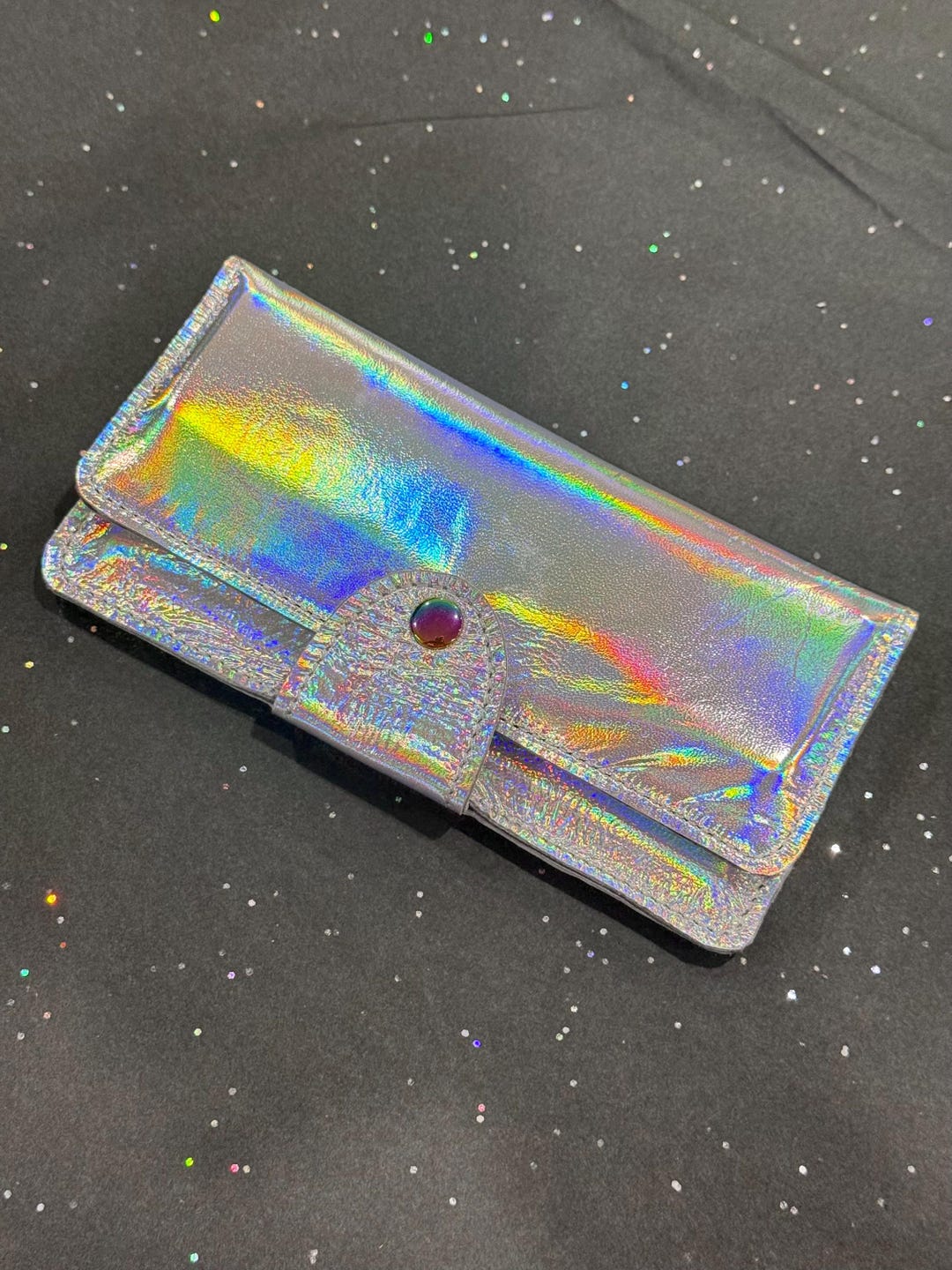 Holographic Iridescent Leather Wallet Purse or Wristlet, Holds Cards ...