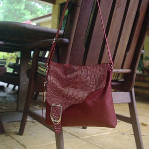 Red Croco Leather Bag Italian Croco Embossed Bag Deep Red - Etsy