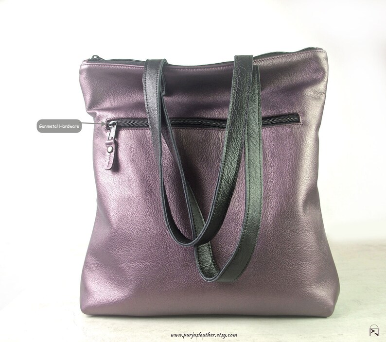 Purple Leather Backpack and Tote FREE Purse Pearlized Purple - Etsy