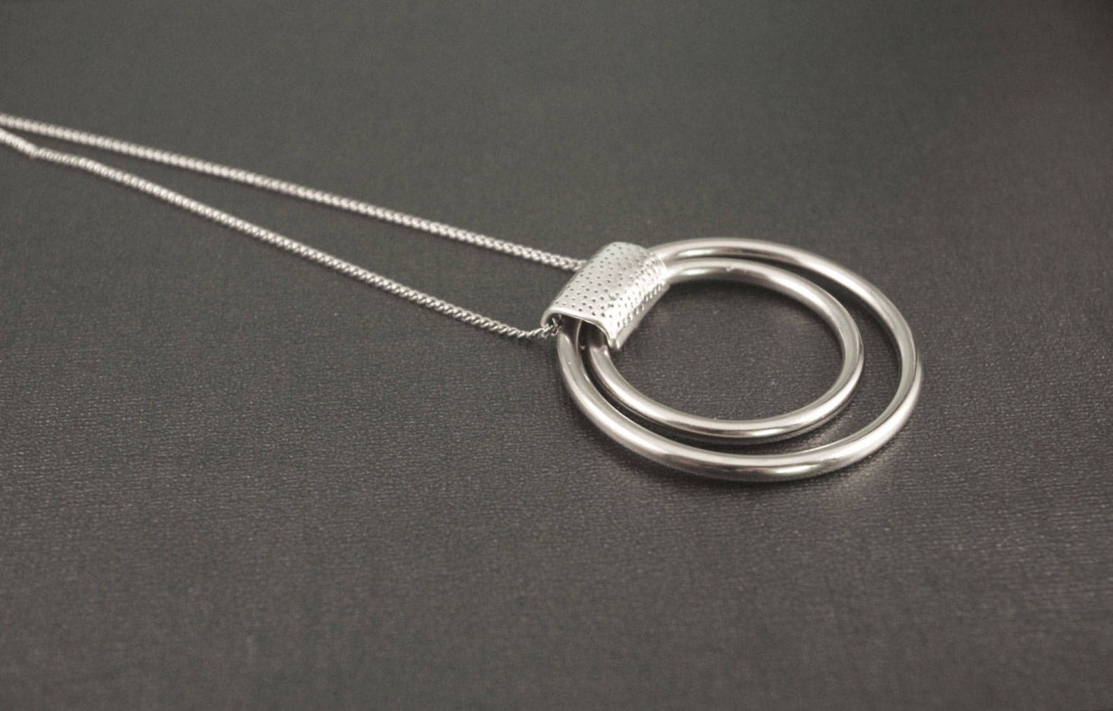 Pitted Silver Sweater Necklace Pendant Necklace Long Sweater - Etsy