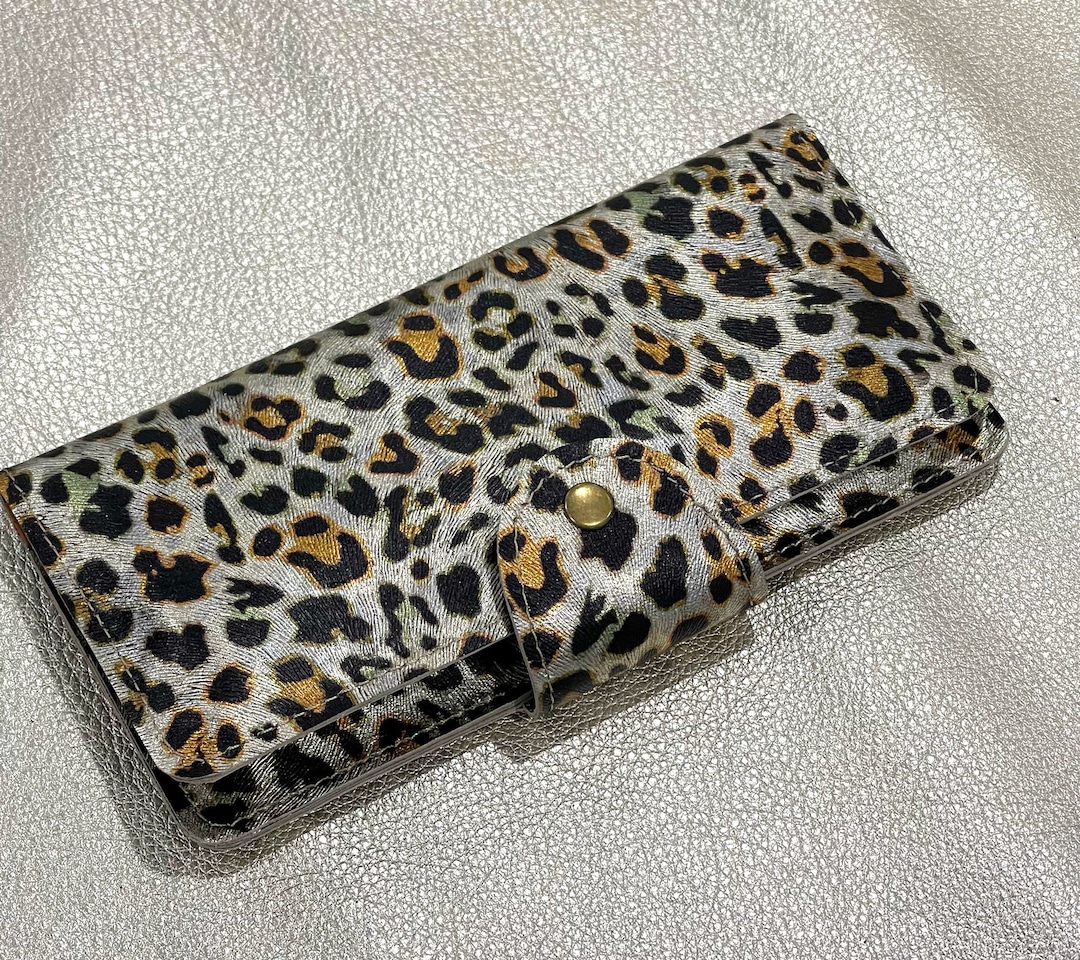 Leopard Print Leather Wallet Purse With Zipper Pocket, Holds Cards ...