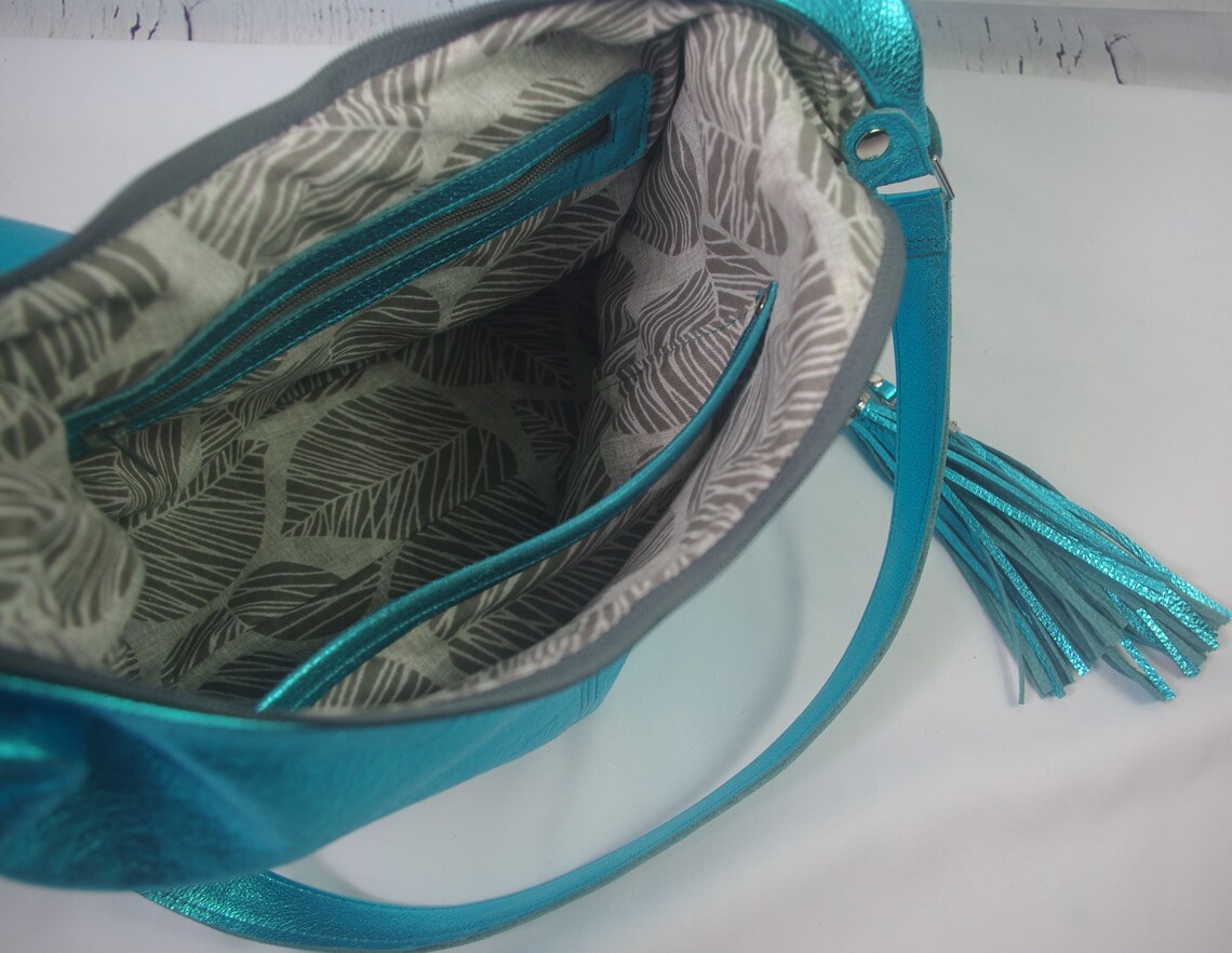 Rainbow Hardware Metallic Purple Italian Hobo 2 Sizes | Etsy