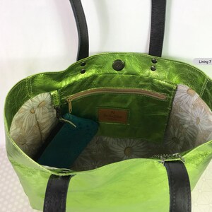 Lime Green Leather Tote Leather Zipper Pocket & Purse 2 - Etsy Australia