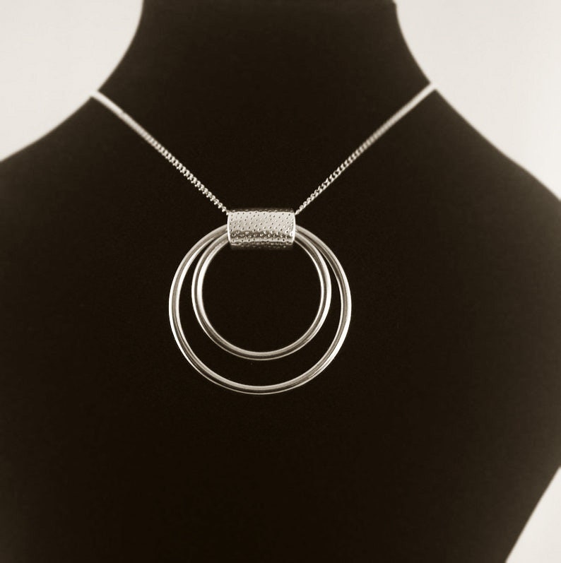 Pitted Silver Sweater Necklace Pendant Necklace Long Sweater - Etsy