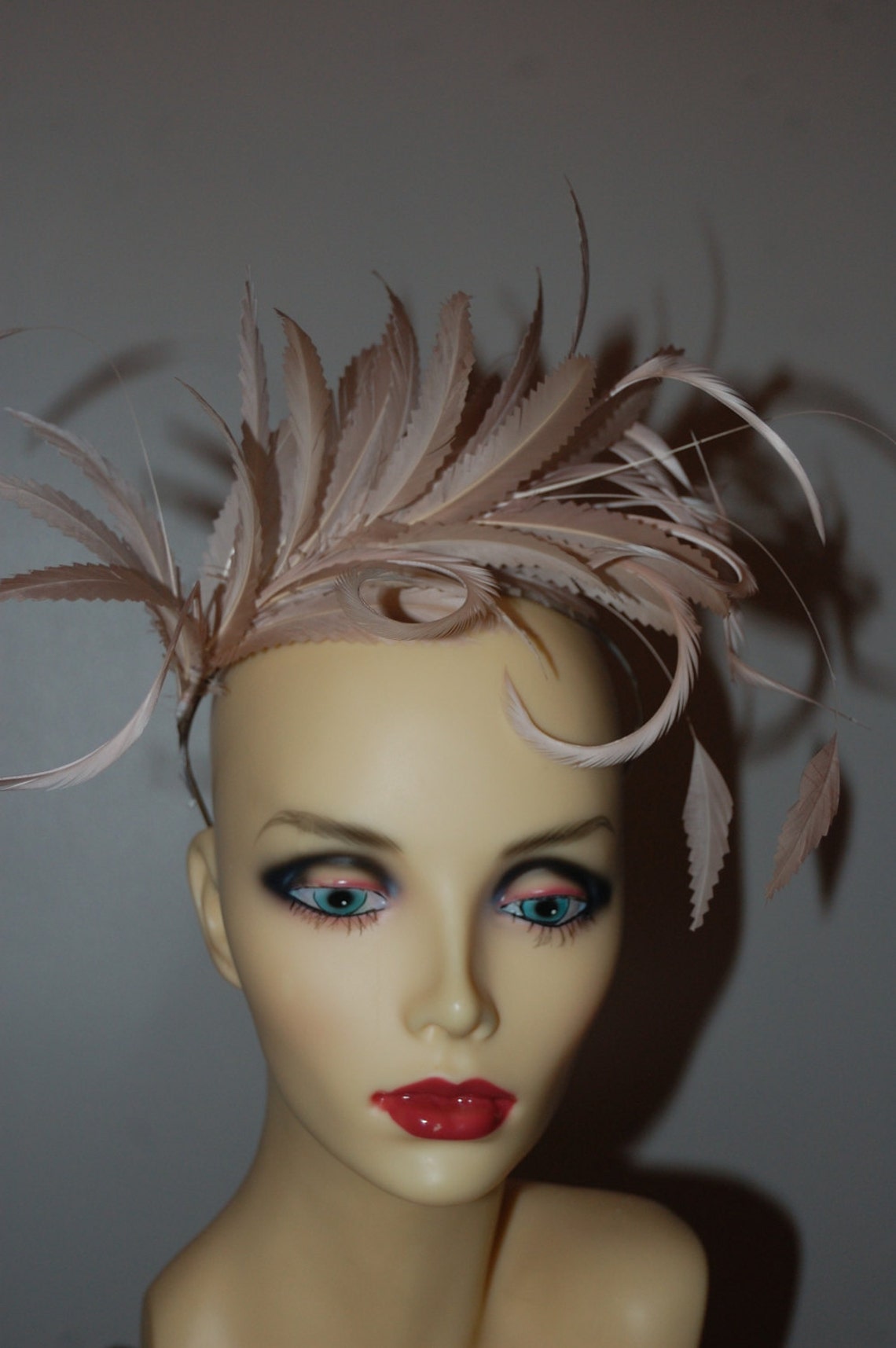 Nude Feather Fascinator With Metal Headband by Hats2go - Etsy