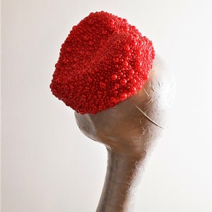Valentine - Red Heart Beaded Cocktail Hat - Etsy
