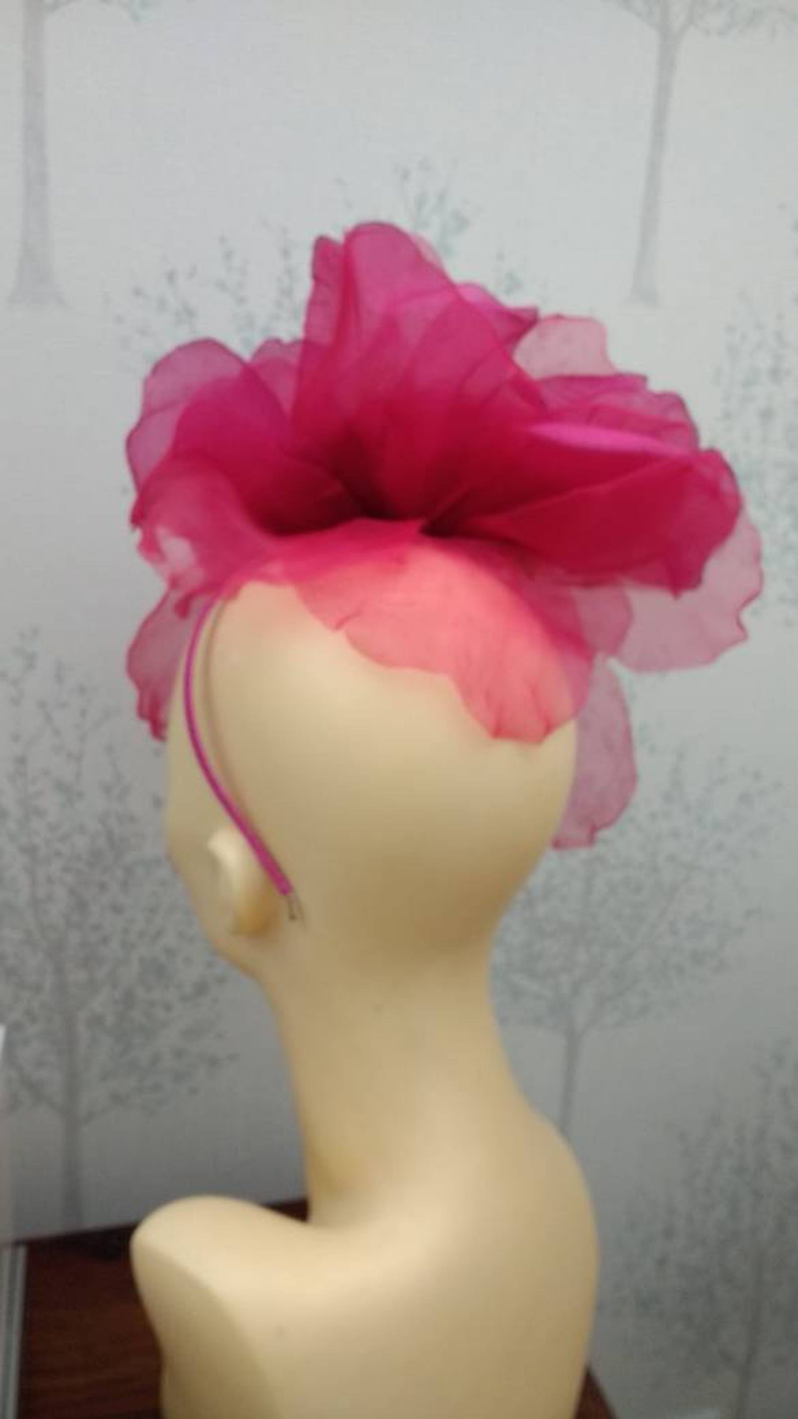 Ava Fuschia Pink Silk Organza 12 Inch Flower Fascinator | Etsy