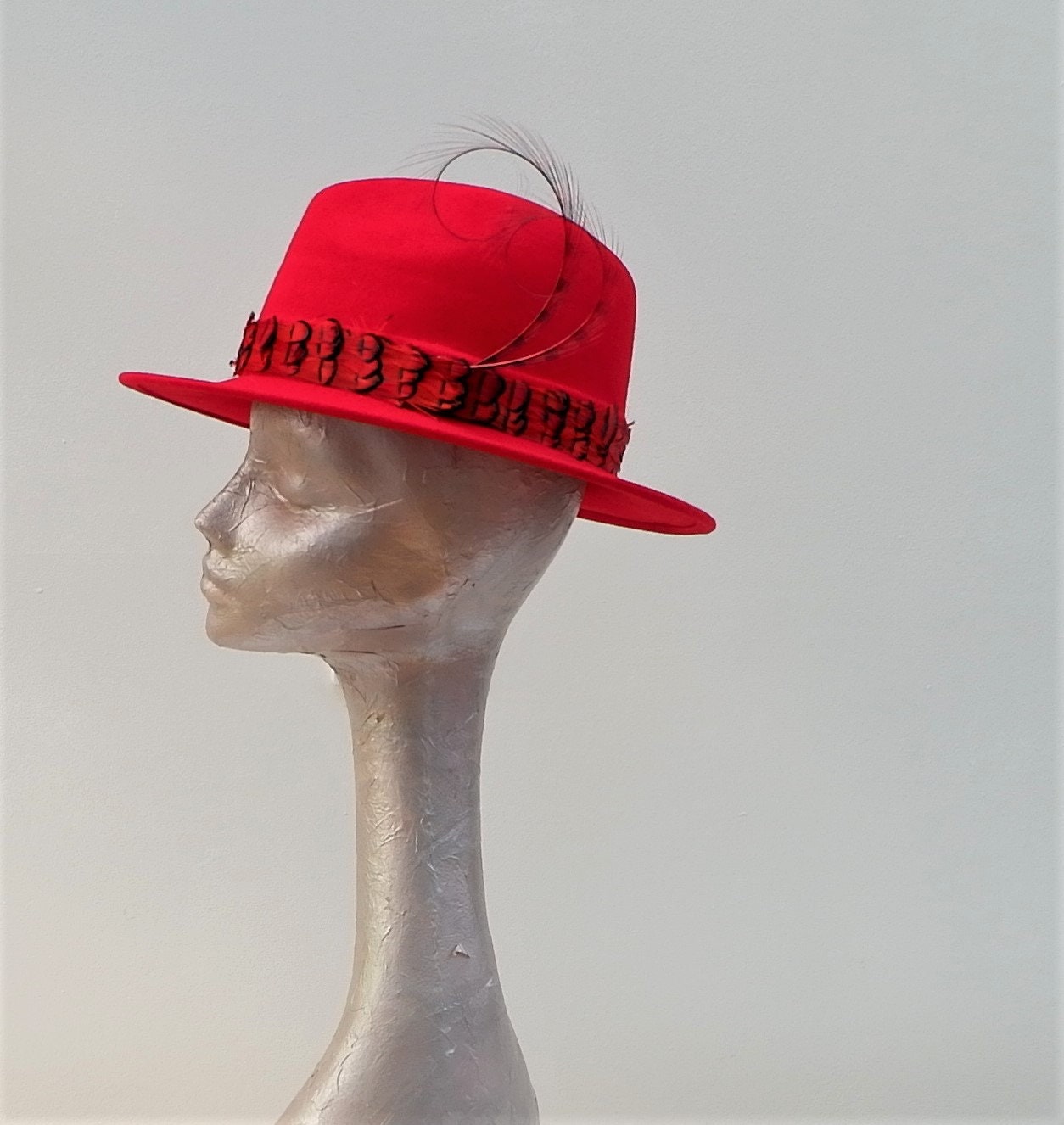 Scarlet Red Felt Fedora Hat by Hats2go