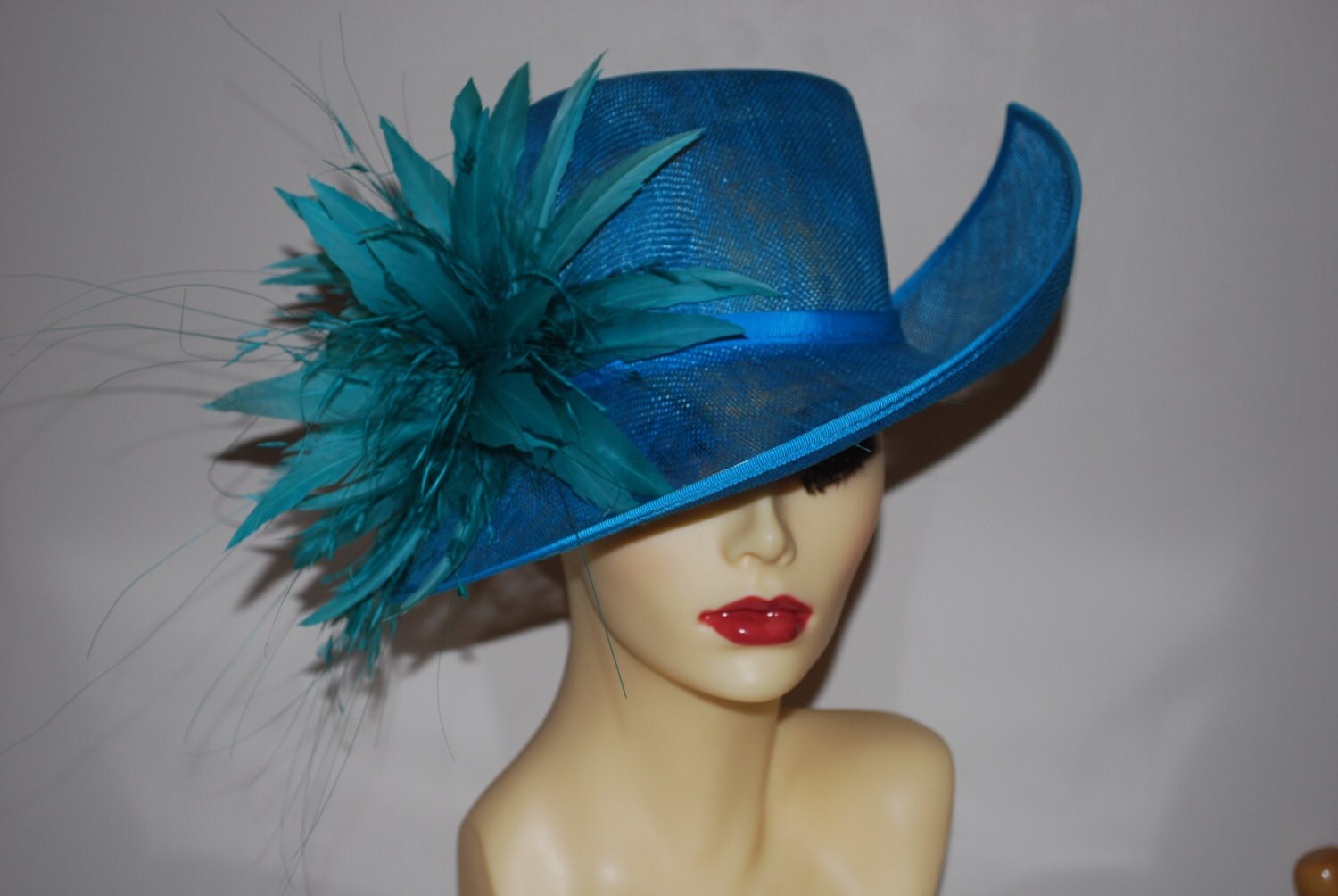 Venus Stunning feature hat In Two Kingfisher
