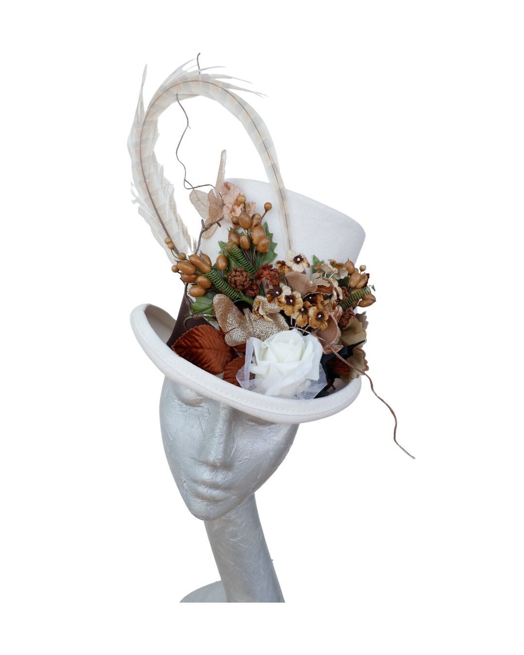 Alder - Ivory Top Hat With Floral Detail - Etsy