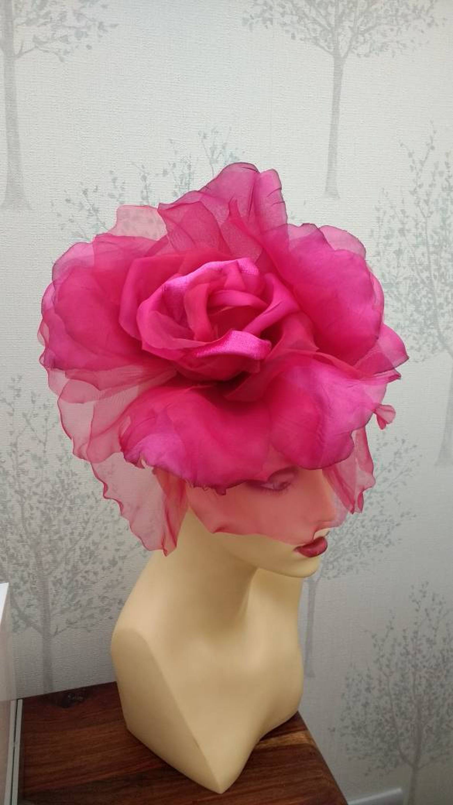 Ava Fuschia Pink Silk Organza 12 Inch Flower Fascinator | Etsy