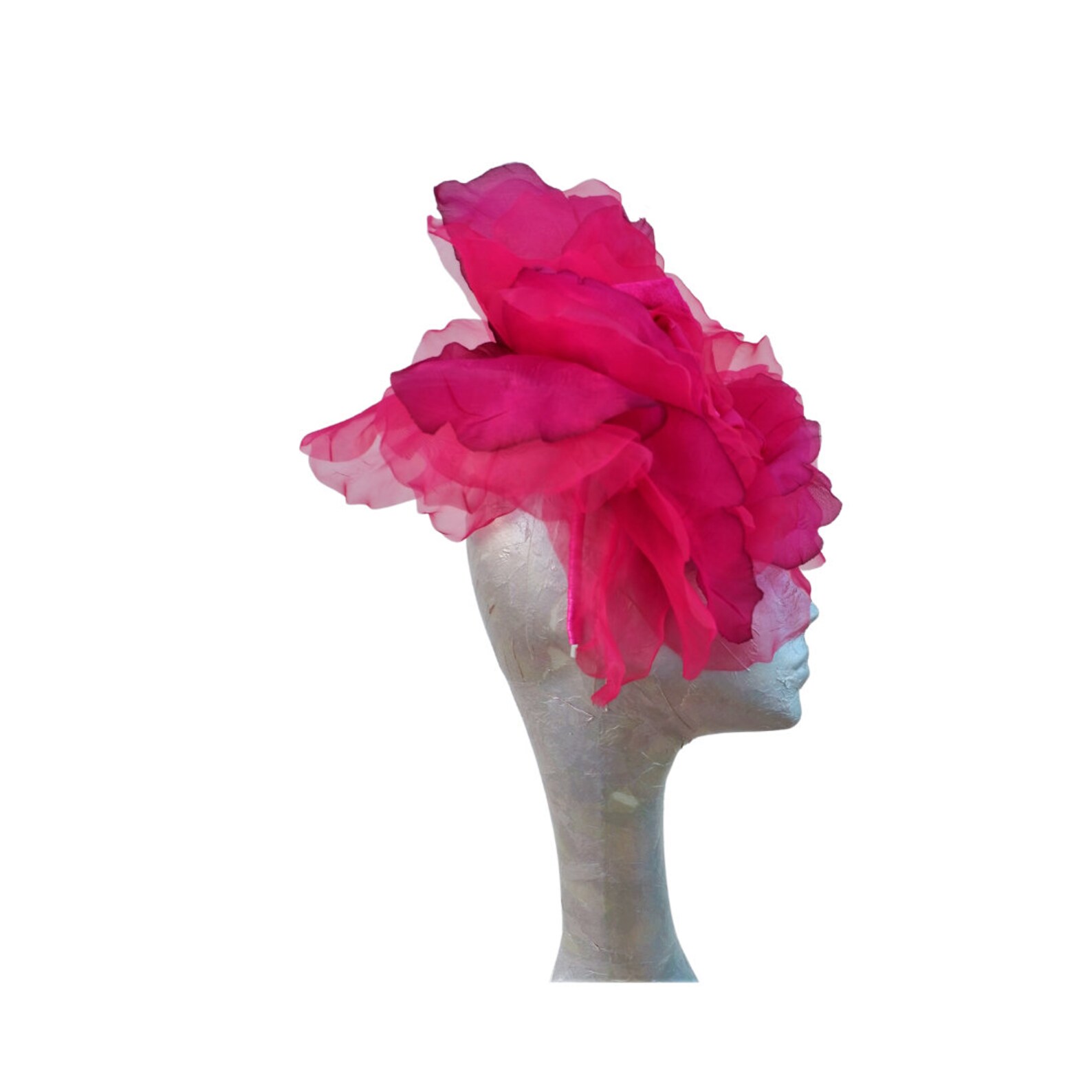 Ava Fuschia Pink Silk Organza 12 Inch Flower Fascinator - Etsy