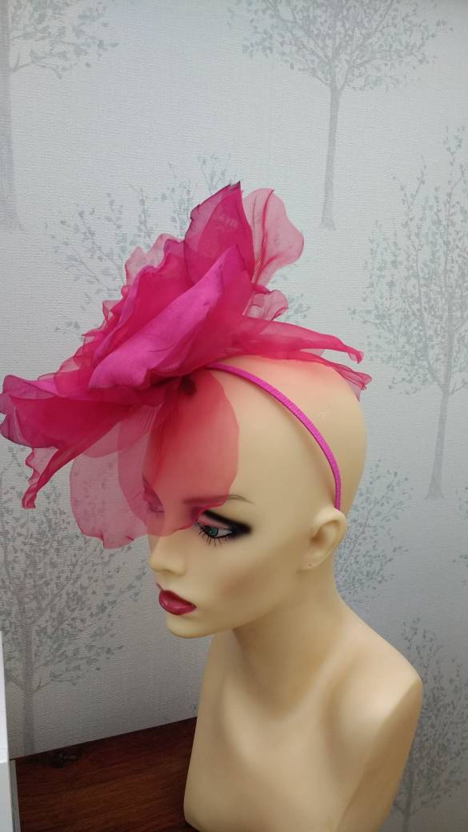 Ava Fuschia Pink Silk Organza 12 Inch Flower Fascinator | Etsy