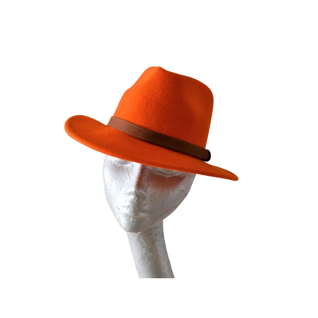 Wool Unisex Fedora Size 54cm Orange - Etsy