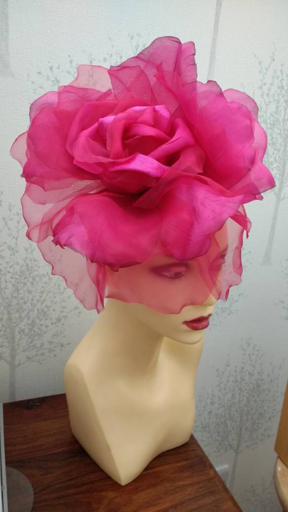 Ava Fuschia Pink Silk Organza 12 Inch Flower Fascinator | Etsy