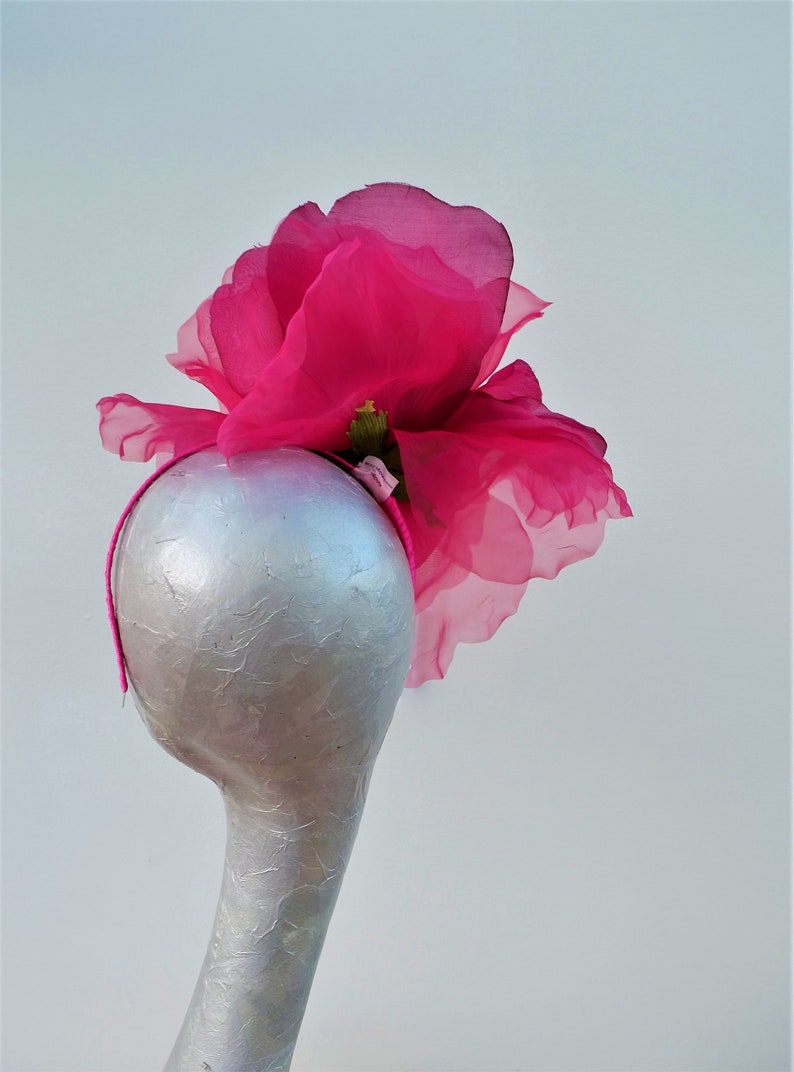 Ava Fuschia Pink Silk Organza 12 Inch Flower Fascinator - Etsy UK