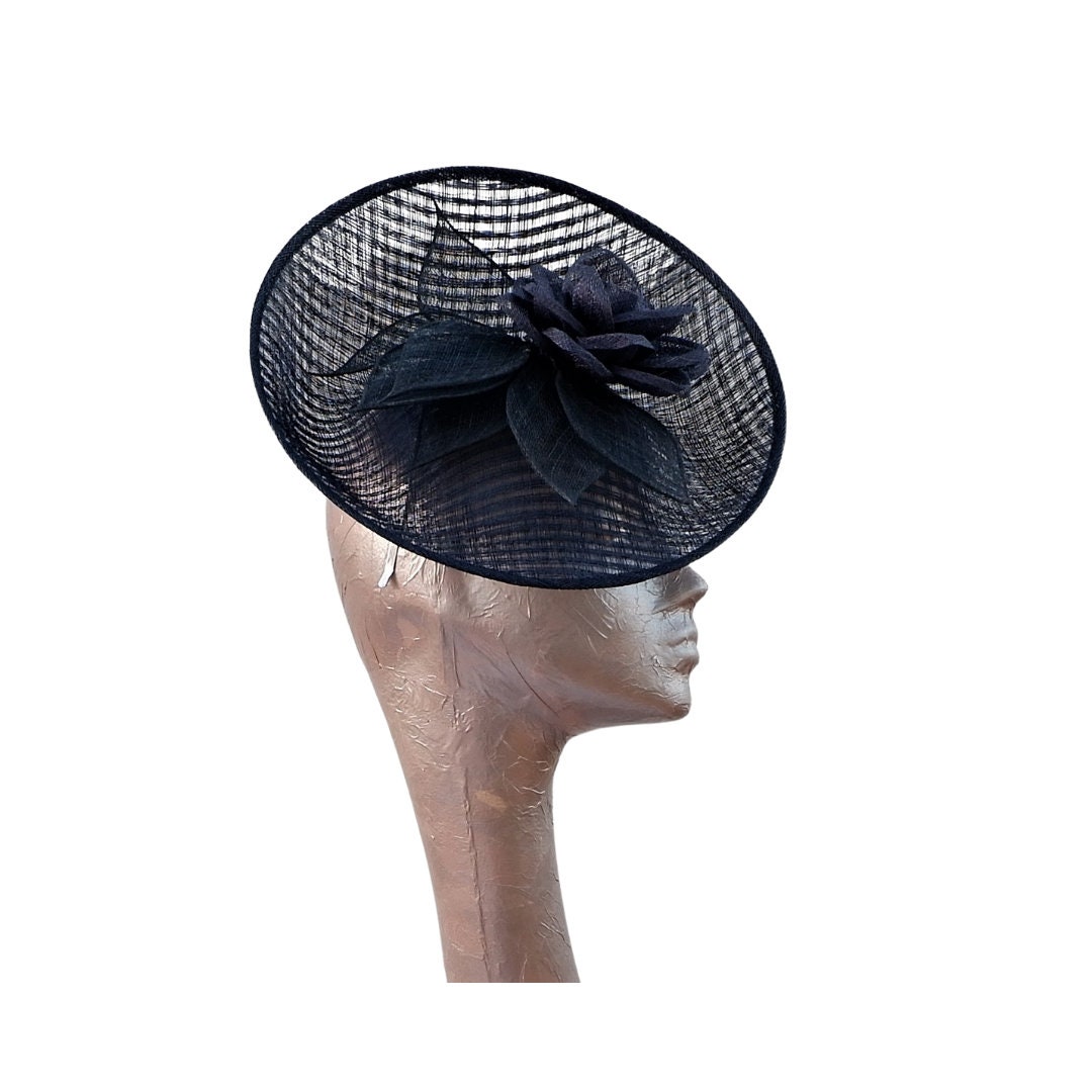 Linea Navy Blue Box Weave Sinamay Fascinator - Etsy